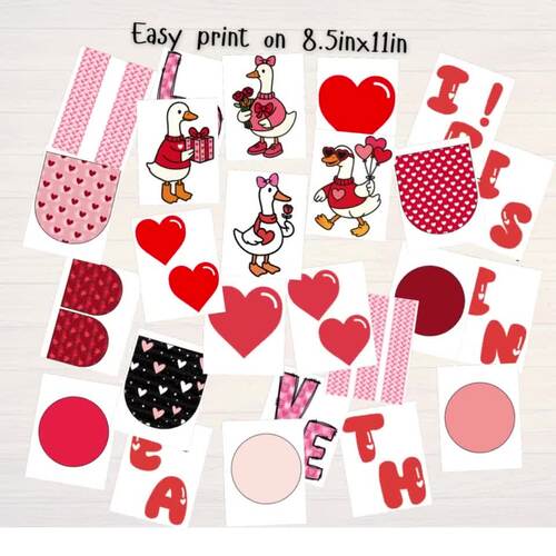 Valentine's Day Bulletin Board Kit Goose Classroom Door Decor Editable