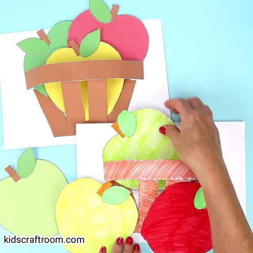 3D Apple Basket Craft - Autumn Cut and Paste Activity by Kids Craft Room