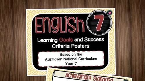 Yr 7 English Learning Goals & Success Criteria! AUSTRALIAN Curriculum ...