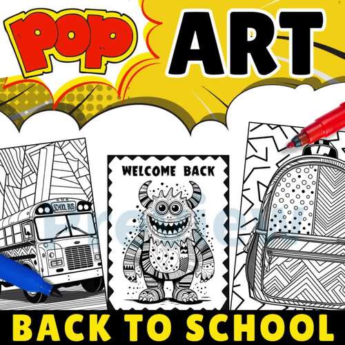 Back to School Pop Art Coloring Pages Posters First Week School Craft ...
