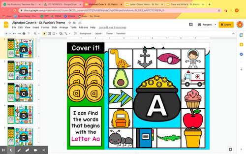 ST. PATRICK'S Alphabet and Beginning Letter Sounds Digital | Google Slides