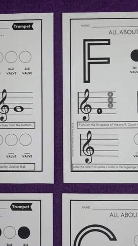 Beginner Band: TRUMPET | The First Five Notes | Worksheets | Playing ...
