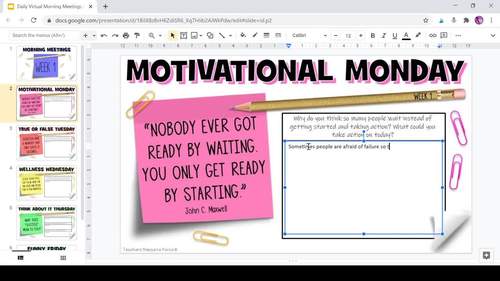 Distance Learning Daily Virtual Morning Meeting Messages Journal [1 YEAR]