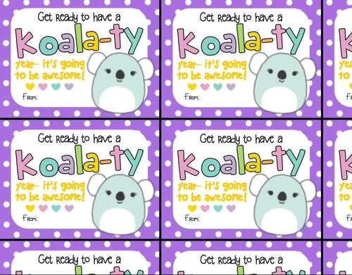 Cute Koala-Themed Beginning-of-Year Gift Tag- Get ready to have a koala ...