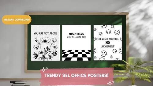 Gen Z SEL Posters | Black & White Cool SEL Classroom Decor | Retro-Inspired