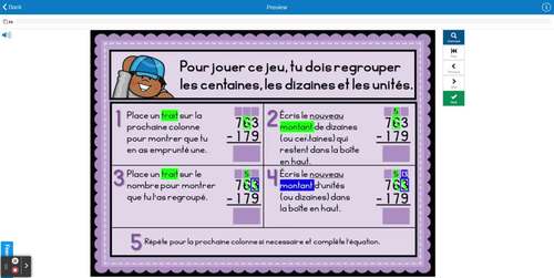 La soustraction AVEC regroupement (à trois chiffres): Google Slides™