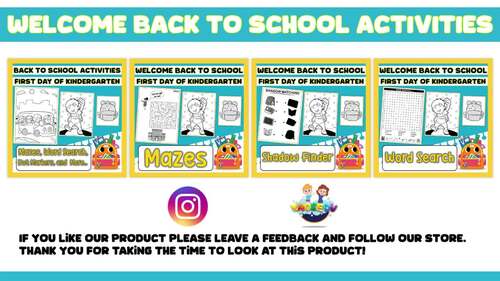 Back to School Activities: Mazes, Word Search, Dot Markers, and Shadow ...