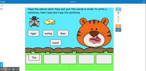 Typing Practice Sentence Structure Animal Boom Cards™ No Prep Early ...