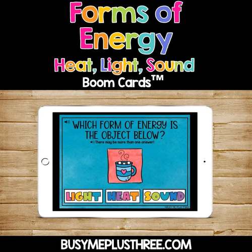 Forms of Energy BOOM CARDS™ Science Digital Learning | Light | Heat | Sound