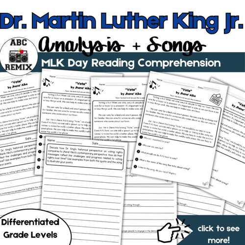 Martin Luther King Jr Reading Comprehension Writing Prompts Sentence ...