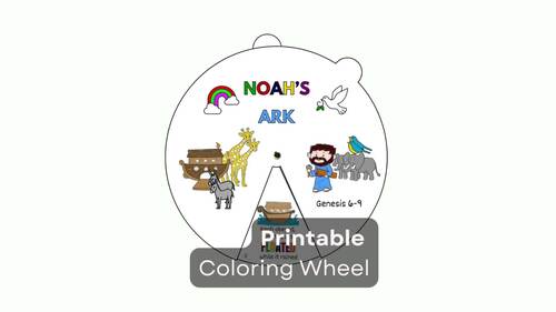 Noah's Ark Coloring Wheel, Printable Sunday School Craft, Kids Bible Study