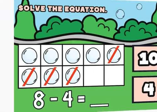 Boom Cards: Bubbles Subtraction within 10 | Ten Frame | Facts to 10