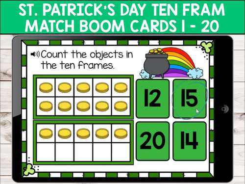St Patrick's Day Ten Frame Match Boom Cards inc Audio | Numbers 1-20