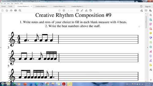 Creative Rhythm Composition #9 (Basic Rhythm Practice Music Worksheet)