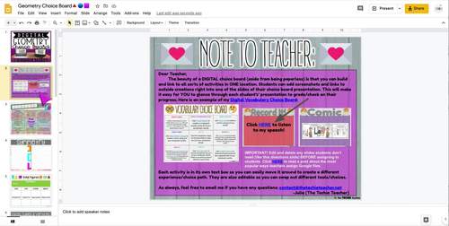 GEOMETRY DIGITAL CHOICE BOARD IN GOOGLE SLIDES™ by The Techie Teacher