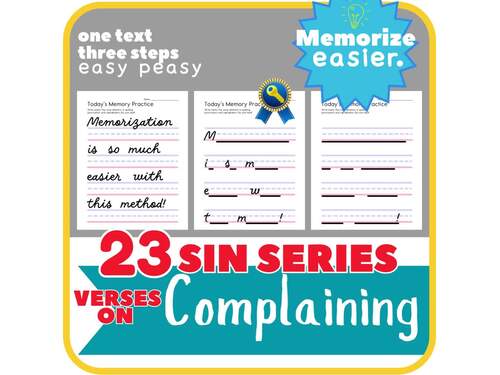 CURSIVE Copywork | 23 Bible Verses on COMPLAINING | Handwriting ...