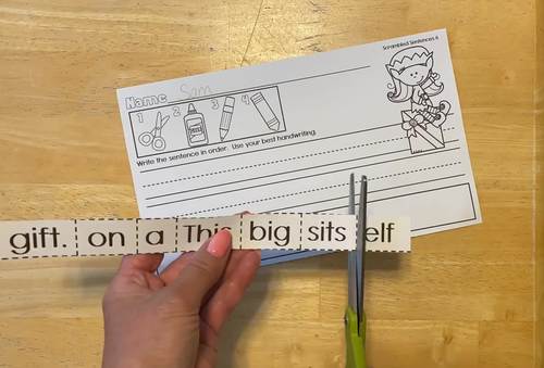 Scrambled Sentences Cut and Paste Christmas Writing Activity for First ...