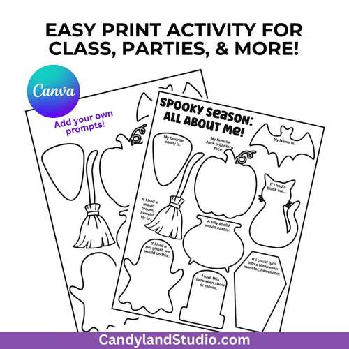 Elementary Age Halloween All About Me Worksheet + Canva Template for ...