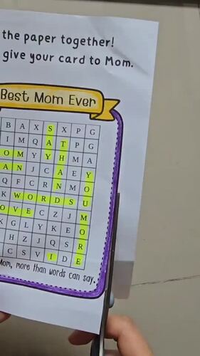 Mother’s Day Word Search Thank You Card:Coloring Pages:Writing Craft ...