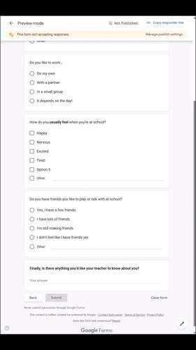 Elementary Student Information Form - Get To Know Your Students Template