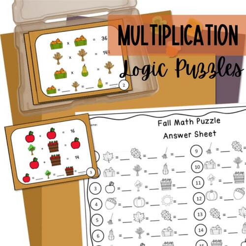 Fall Math Logic Puzzles Multiplication to x12 Task Cards | Gifted 2nd ...