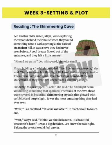 Setting and Plot & Adjectives | Grades 3 & 4 MAP Reading Prep | TPT