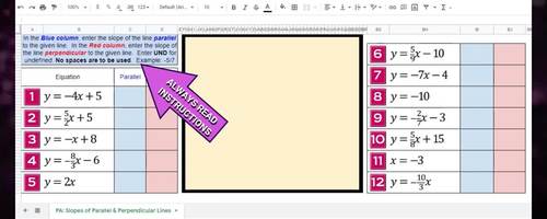 PIXEL ART: SLOPES OF PARALLEL & PERPENDICULAR LINES DISTANCE LEARNING