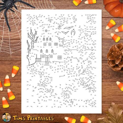 Halloween Haunted House Extreme Difficulty Dot-to-Dot / Connect the ...