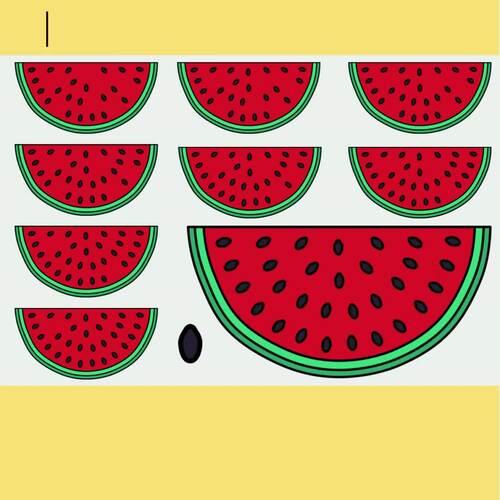 Watermelons Summer Beach Snack (Counting Watermelon Seeds) - Clipart