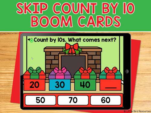 Christmas Skip Counting By 10 Boom Cards | Counting On in 10s to 120