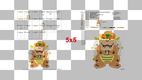 Bowser Super Mario Fill Machine 01 Embroidery Design - Instant Download