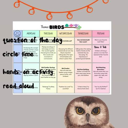 BIRDS- Preschool Weekly Lesson Plan by PavlyStyle | TPT