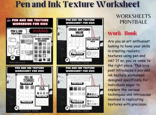 Pen and Ink Texture Worksheet by English For Kids ABC | TPT