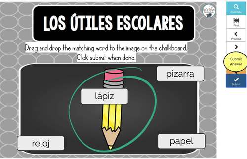 SCHOOL SUPPLIES | UTILES ESCOLARES | SPANISH DIGITAL CARDS | BOOM CARDS