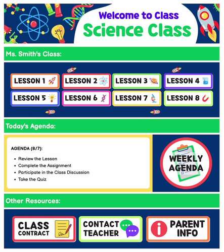 Canvas LMS Template - HOMEPAGE, BUTTONS & BANNERS - Science - 100% Editable