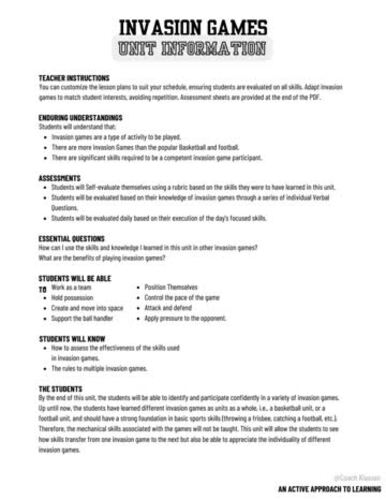 Unit: Invasion Games - High School Physical Education by Coach Klassen