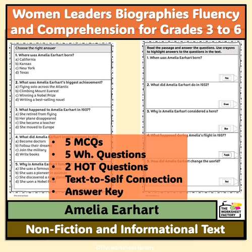 Women Leaders Biography Fluency- Comprehension for Grades 3-6 Amelia ...