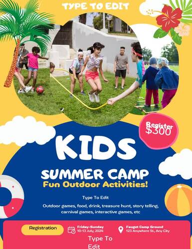 Kids Summer Outdoor Camp Flyers (4) Fully Customize your Flyer Ready to ...