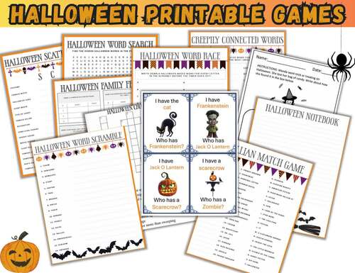 Halloween Printable Games – Ready-to-Print Activities & Party Games for ...