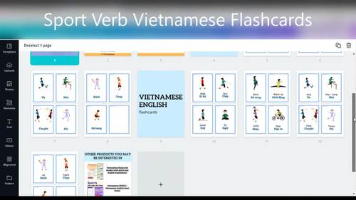 VIETNAMESE SPORT VERBS FLASH CARDS | vietnamese flashcards sport verbs
