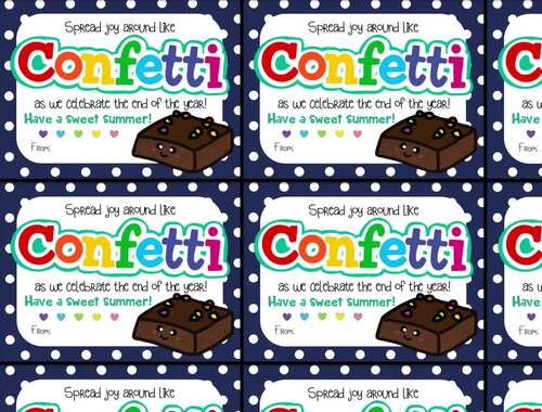 Confetti Brownies End of Year Gift Tag- Spread joy around like confetti ...