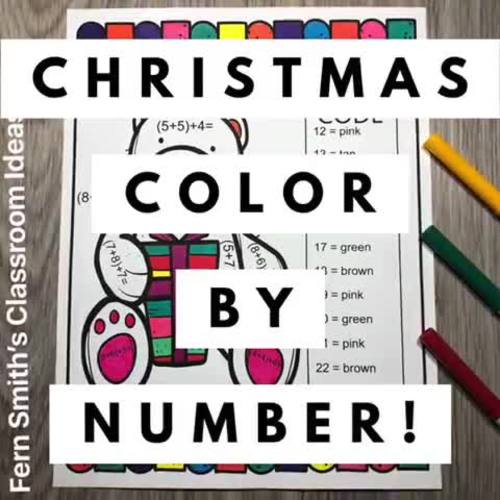Christmas Color By Number Three Addends Addition | TpT