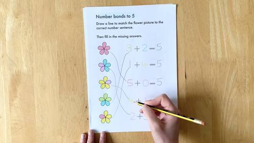 Number Bonds to 5 Flower Math Worksheets PreK Special Education by LEO ...