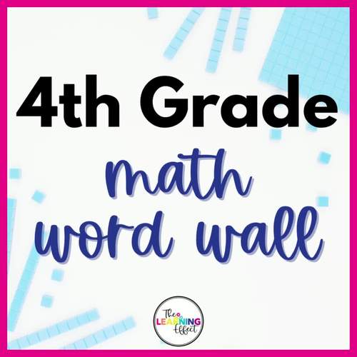 4th Grade Math Word Wall Printable Vocabulary Cards and Digital Google ...