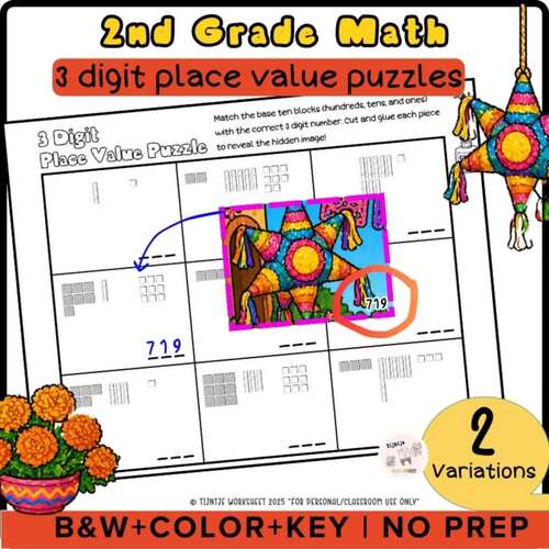 2nd Grade Math Place Value | 3‑Digit Base Ten Blocks | Cut‑and‑Paste ...
