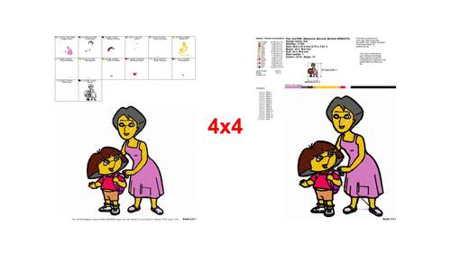 Dora the Explorer and Mami sweet cartoon embroidery designs - Instant ...