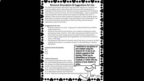 HISTORY OF VALENTINE'S DAY CLOSE READING & WRITING by Lit with Lyns