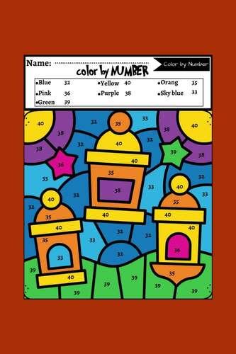 Ramadan color by number -Ramadan color by code - Ramadan coloring pages