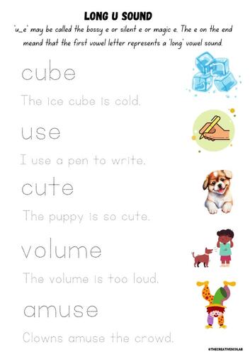 Structured Literacy Long 'U' Spelling Support Sheets! by Creatives Colab