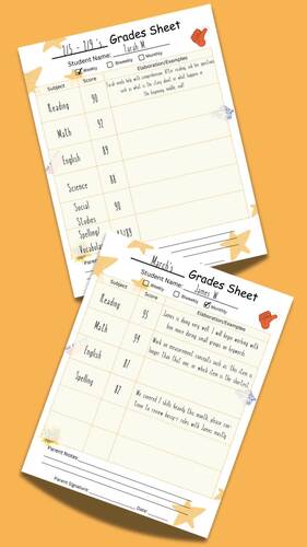Grade Sheet | Digital & Print | Grades | Customize It by ...